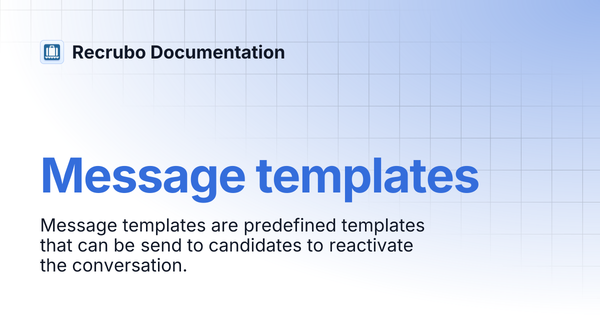 Message templates | Recrubo Documentation