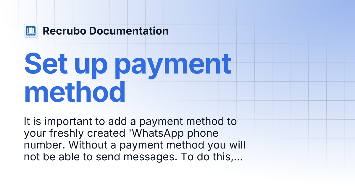 Set up payment method | Recrubo Documentation