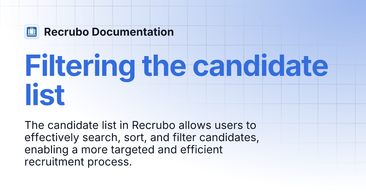 Filtering the candidate list | Recrubo Documentation