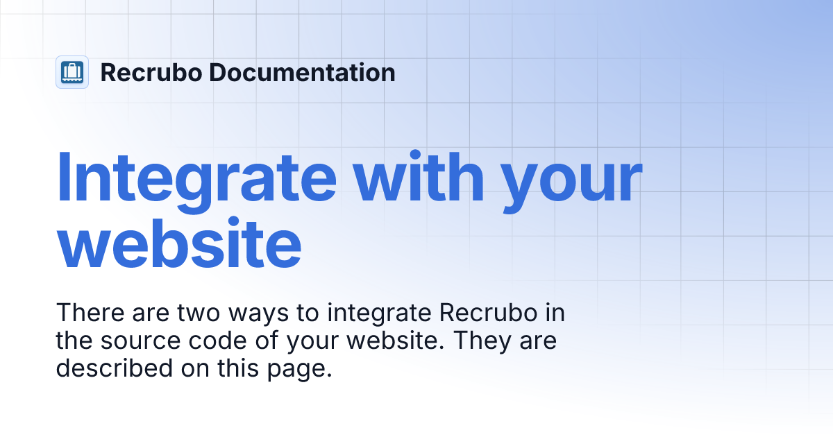 Integrate with your website | Recrubo Documentation
